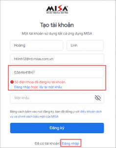 Đăng ký tài khoản MISA ID – HELP MISA ID