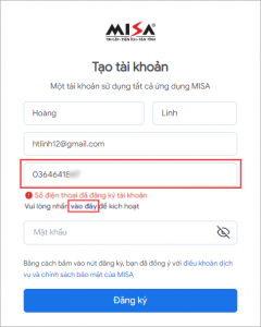 Đăng ký tài khoản MISA ID – HELP MISA ID